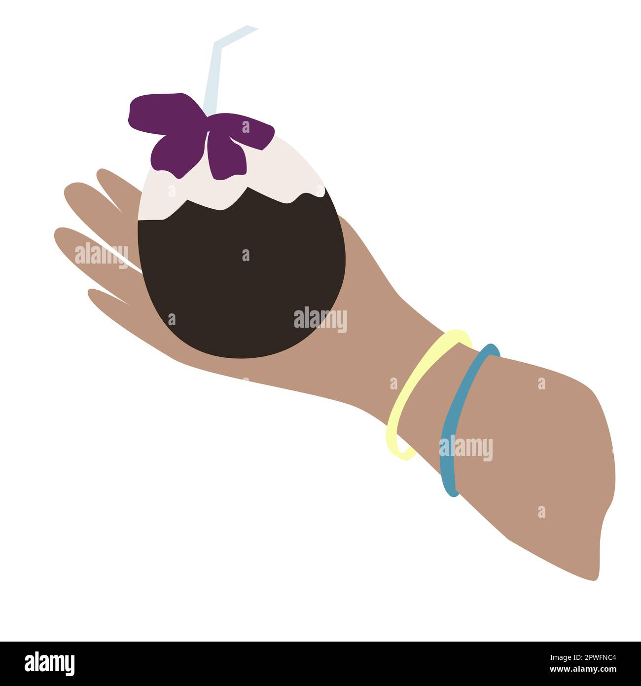 Straw in coconut Stock Vector Images - Alamy