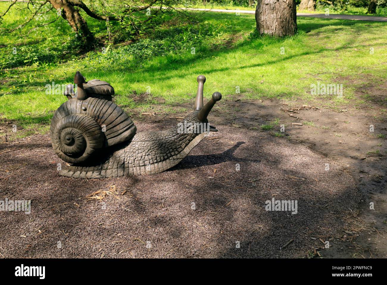 Giant wooden snail sculpture, Bute Park, Cardiff. Taken April 2023 ...