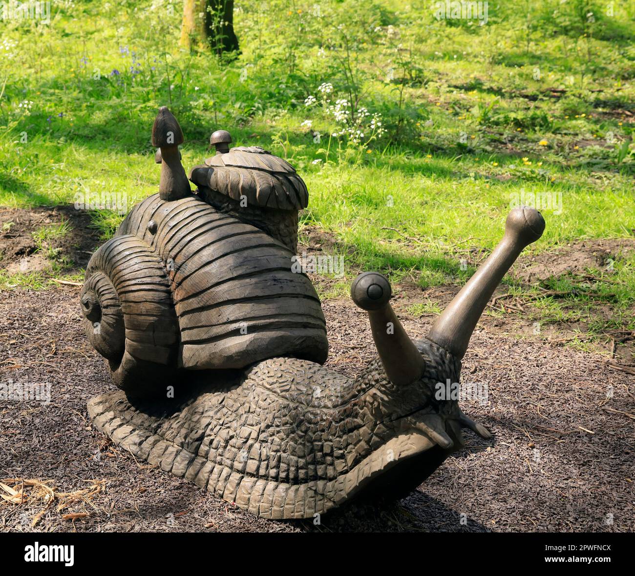 Giant wooden snail sculpture, Bute Park, Cardiff. Taken April 2023 ...