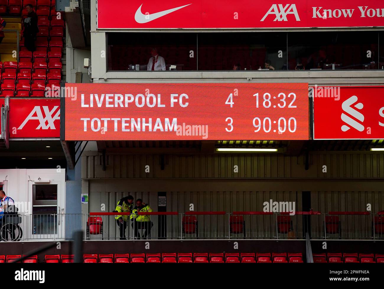 The final score is shown on screen at the end of the Premier League ...