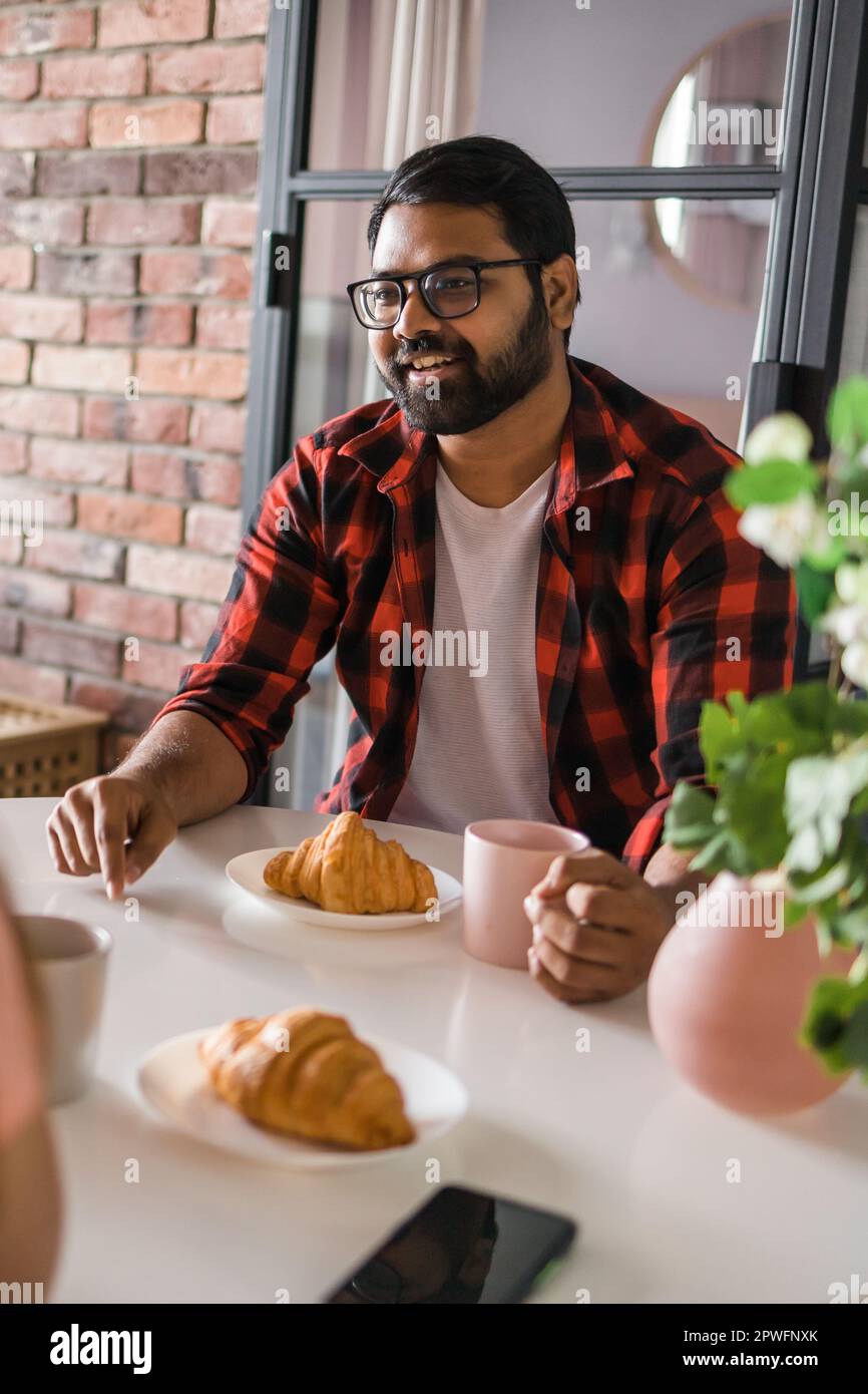 Head shot portrait smart confident smiling millennial indian man ...