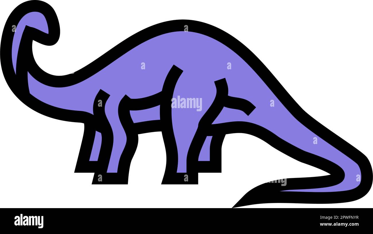 diplodocus dinosaur animal color icon vector illustration Stock Vector ...