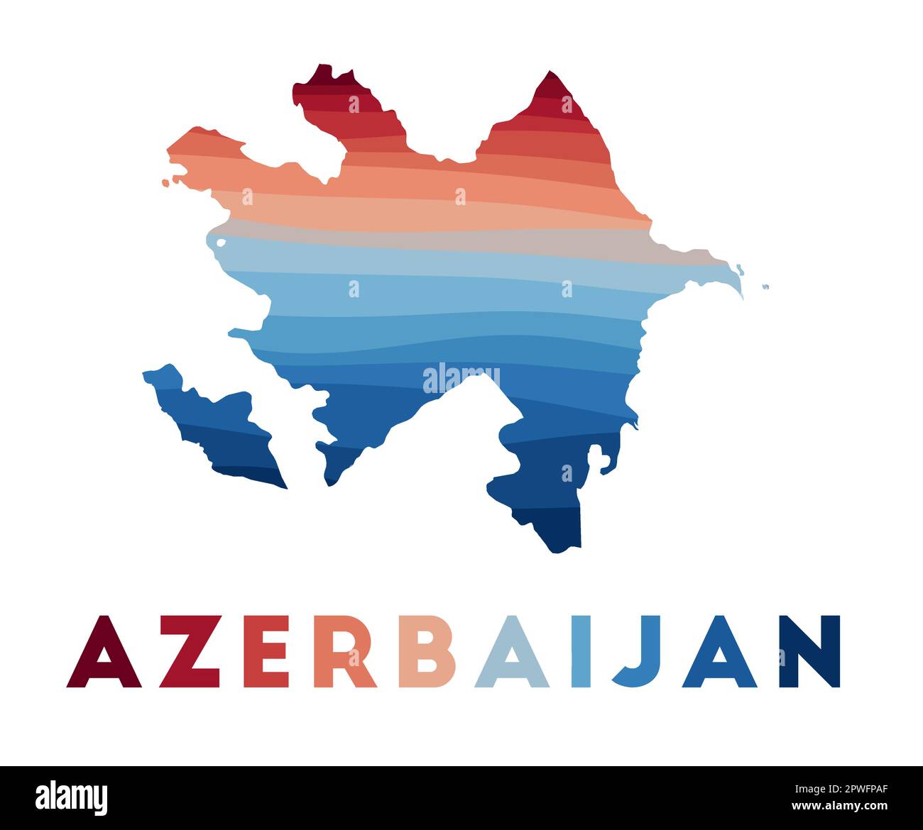 Azerbaijan map. Map of the country with beautiful geometric waves in ...