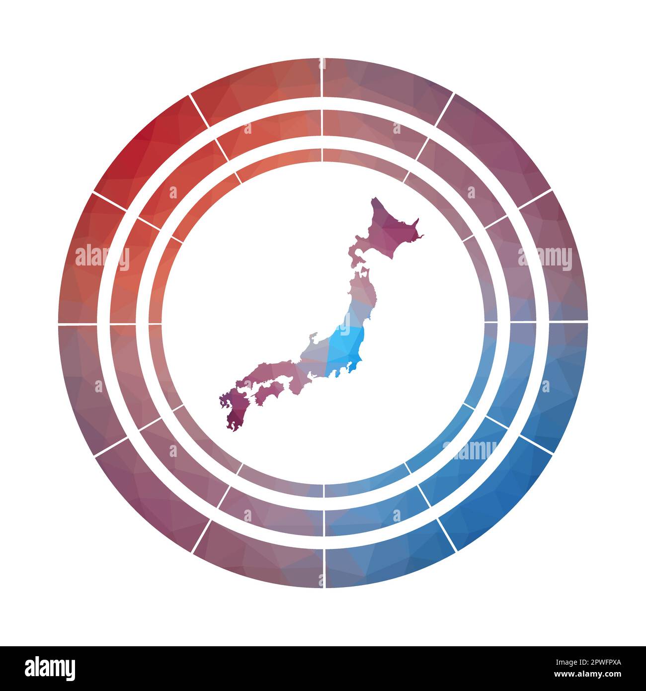 Japan badge. Bright gradient logo of country in low poly style ...