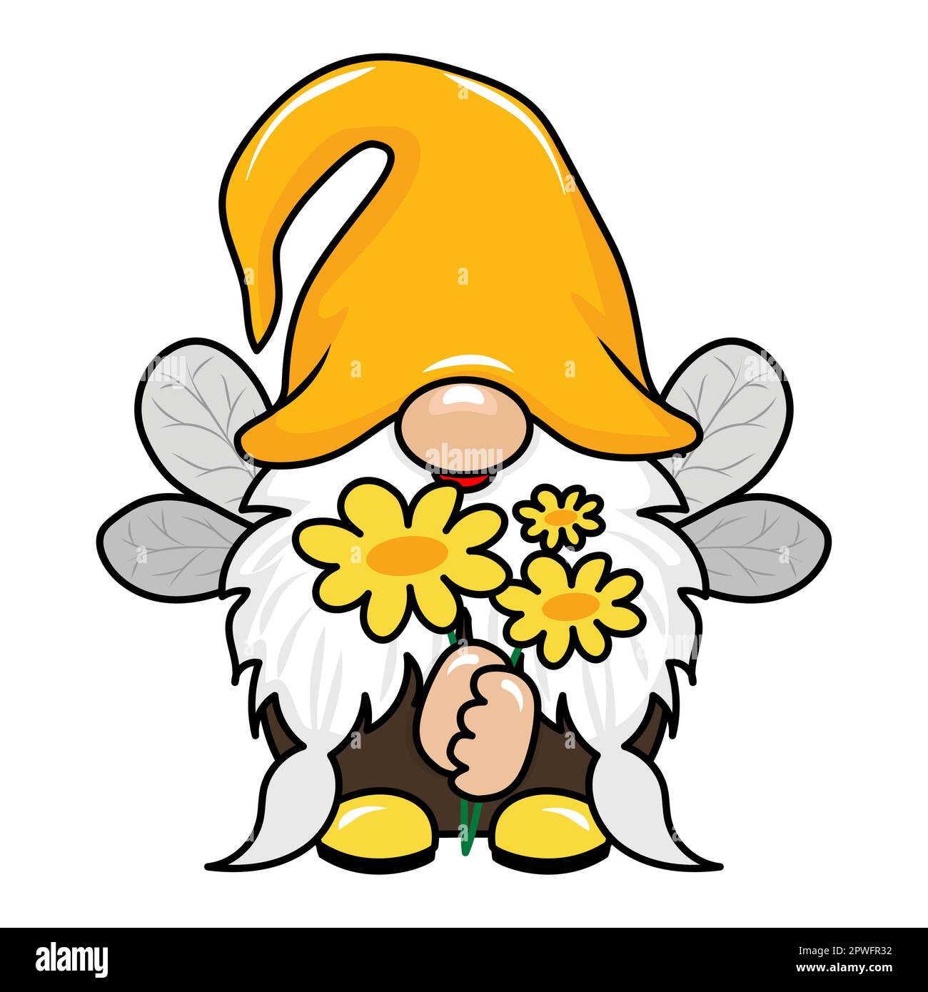 Bumble bee gnome - hand drawn modern gnome illustration. Perfect for ...
