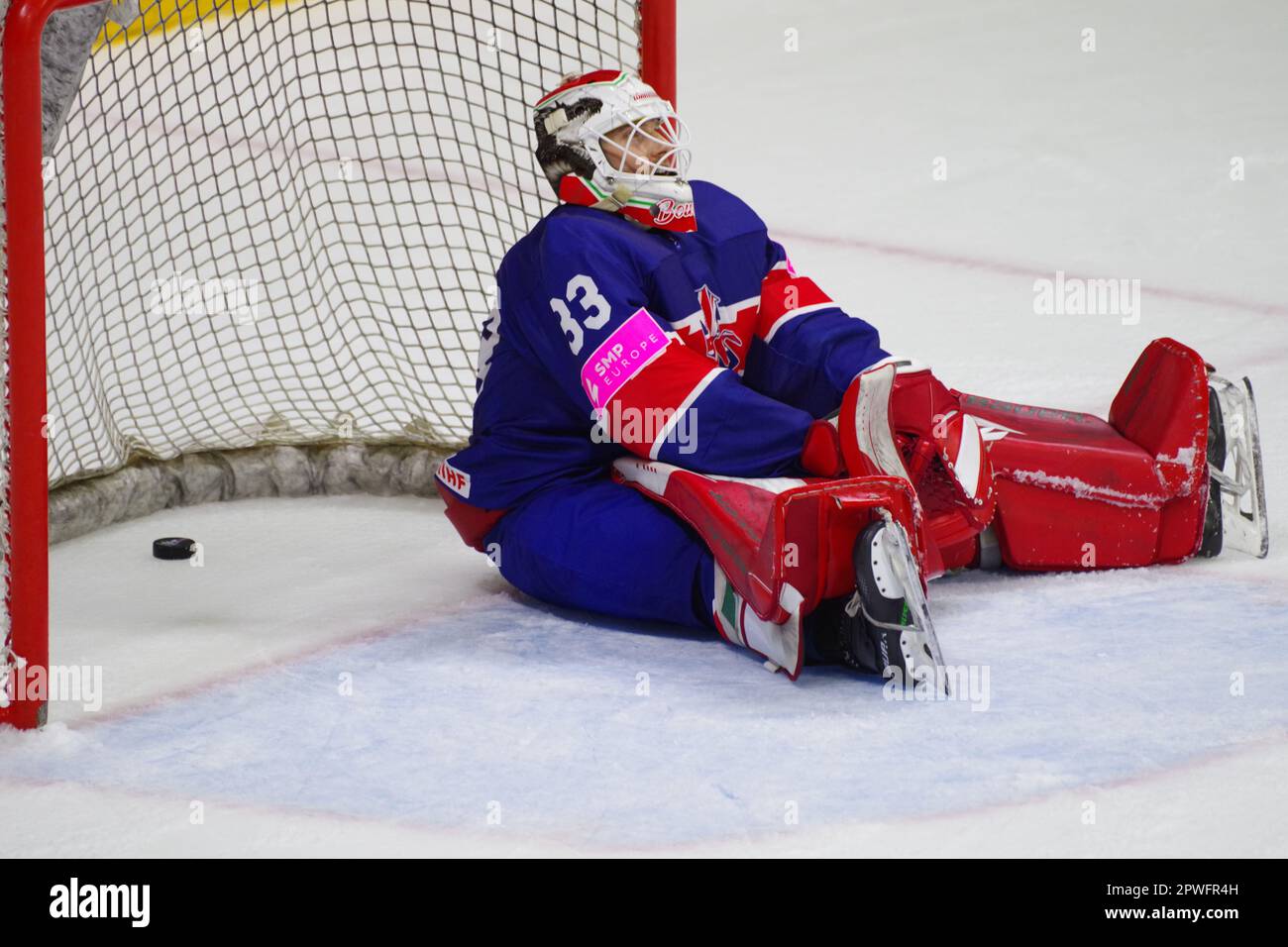 Nottingham, 30 April 2023. Ben Bowns, goalkeeper, sitting down after ...