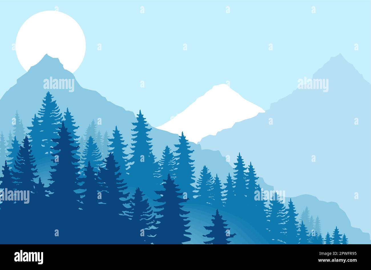 Mountains forest. Vector template background for poster, book cover ...
