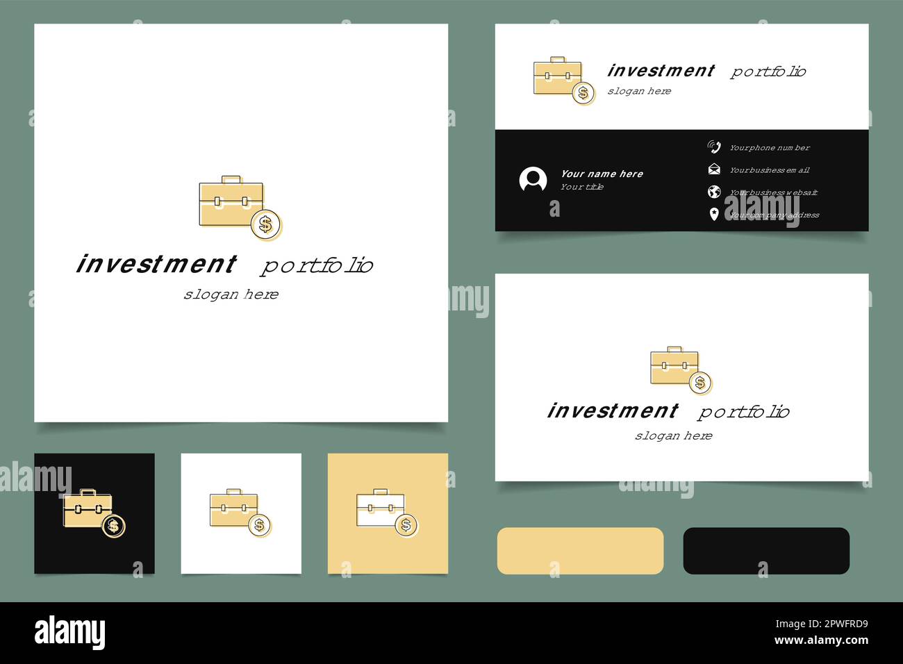 Investment portfolio logo design with editable slogan. Branding book ...