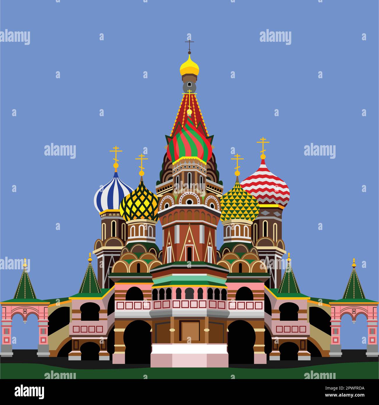 Saint Basli Basilica Moscow Russia Landmark Vector Stock Vector Image ...