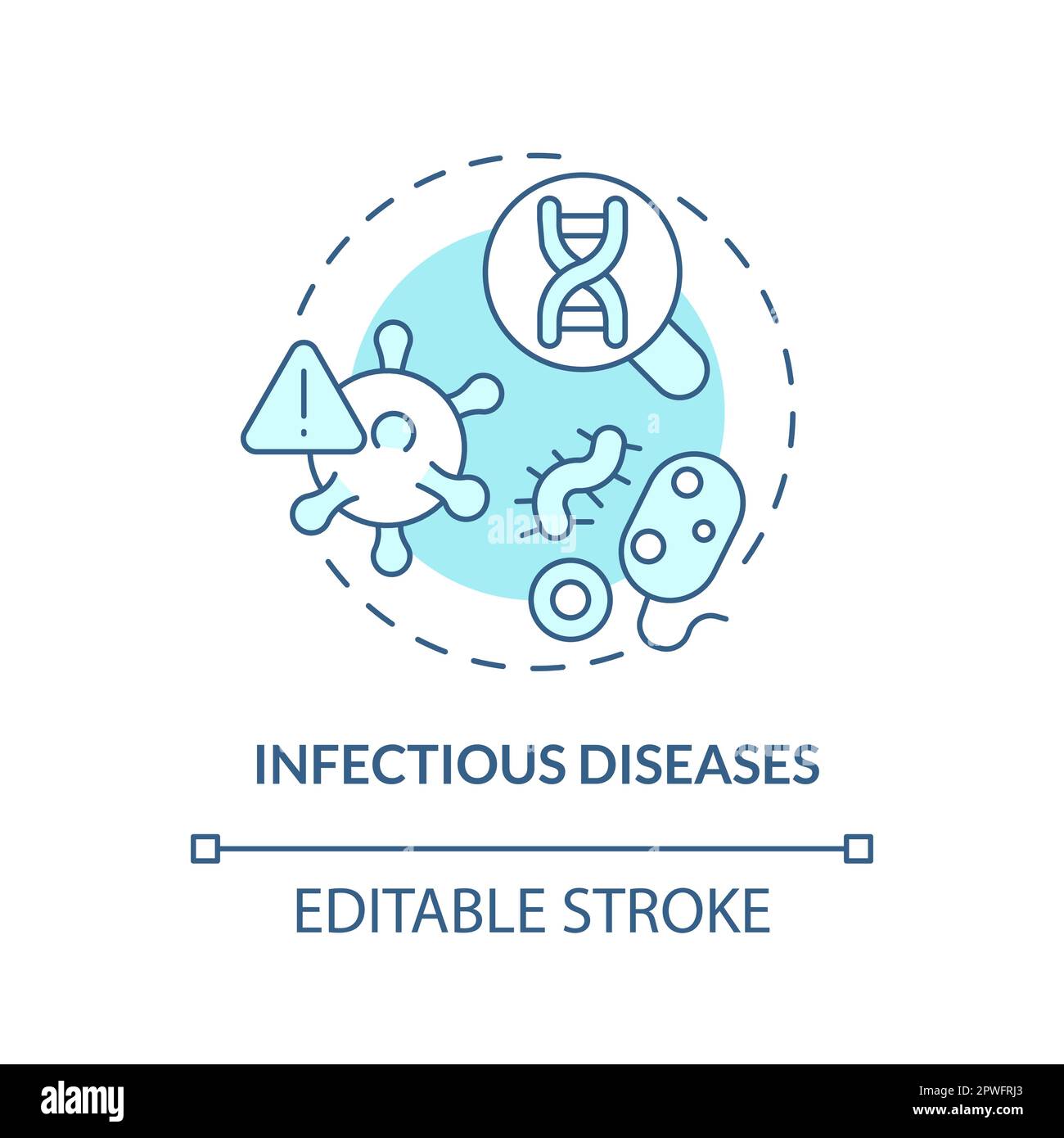 Infectious diseases turquoise concept icon. Developing treatments for patient. Application of ...