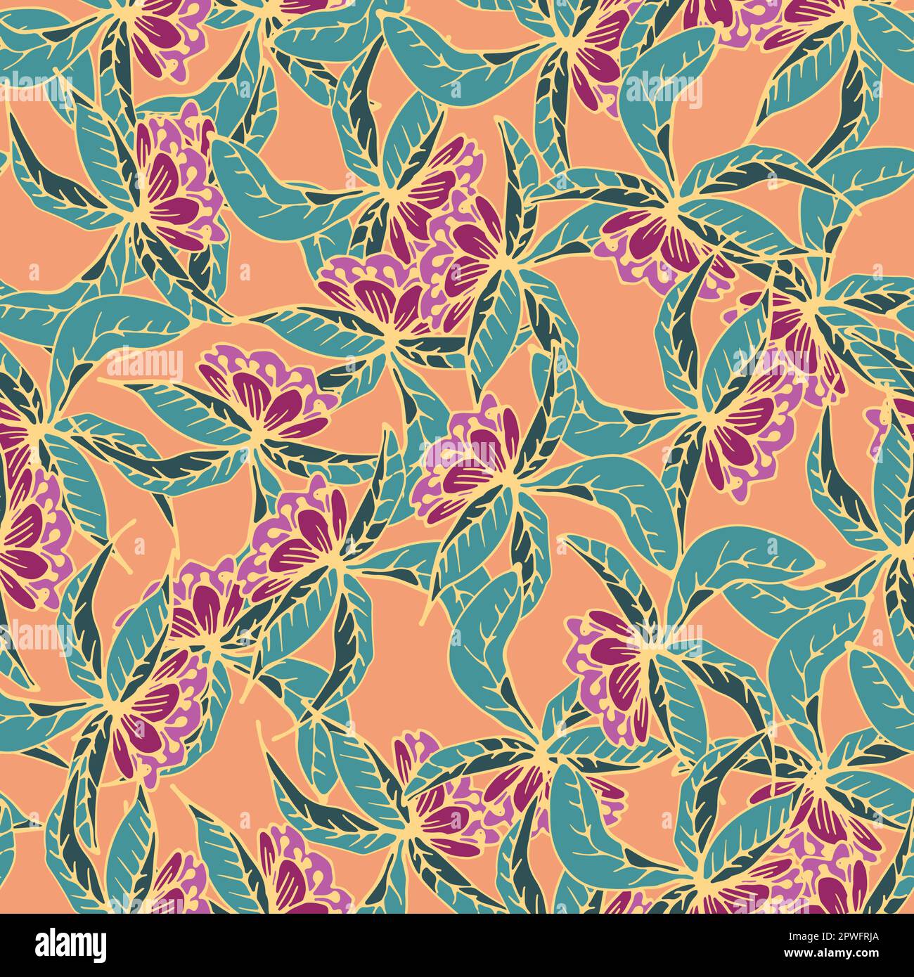 Blooming pink flowers peach Stock Vector Images - Alamy