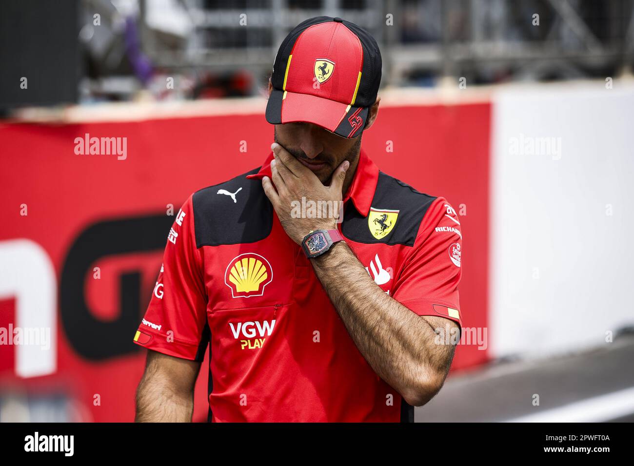SAINZ Carlos (spa), Scuderia Ferrari SF-23, portrait during the Formula 1 Azerbaijan Grand Prix ...