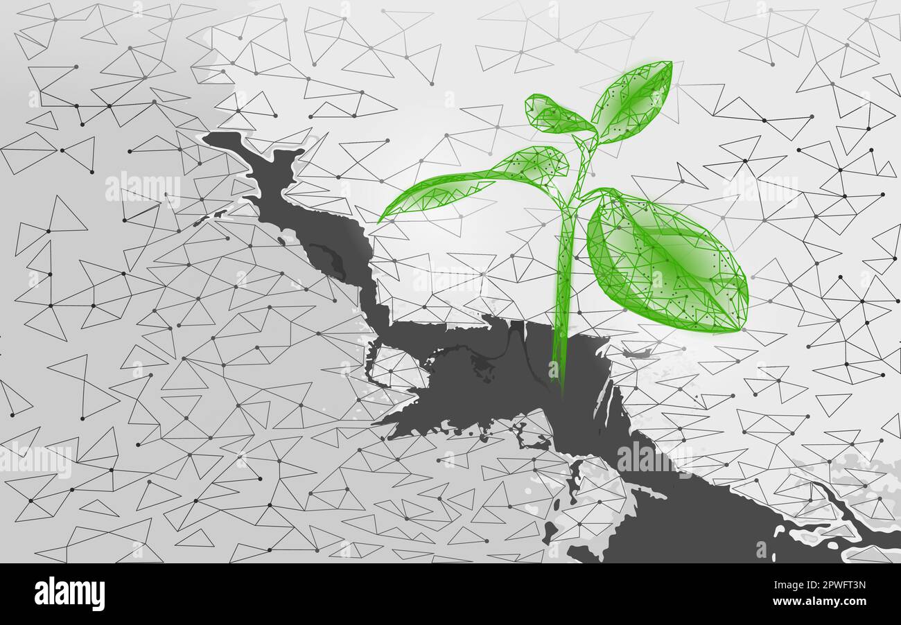 Plant sprout ecological abstract concept. 3D render seedling tree ...