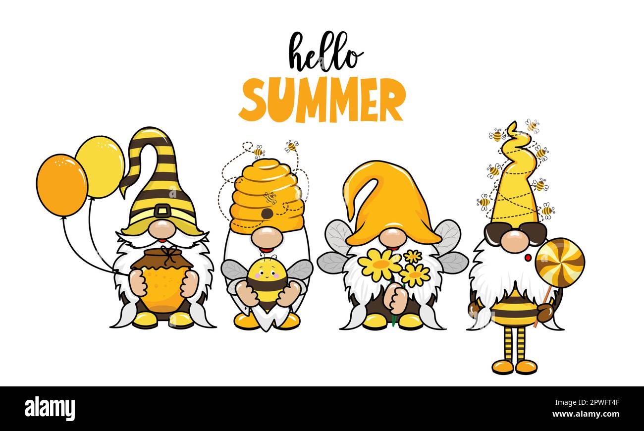 Hello Summer - hand drawn modern gnomes illustration. Perfect for ...
