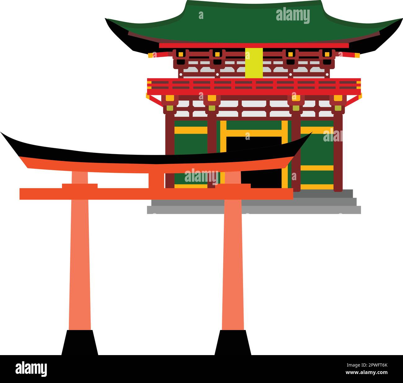 Japanese Shinto Temple Worship Building Vector Stock Vector Image And Art Alamy