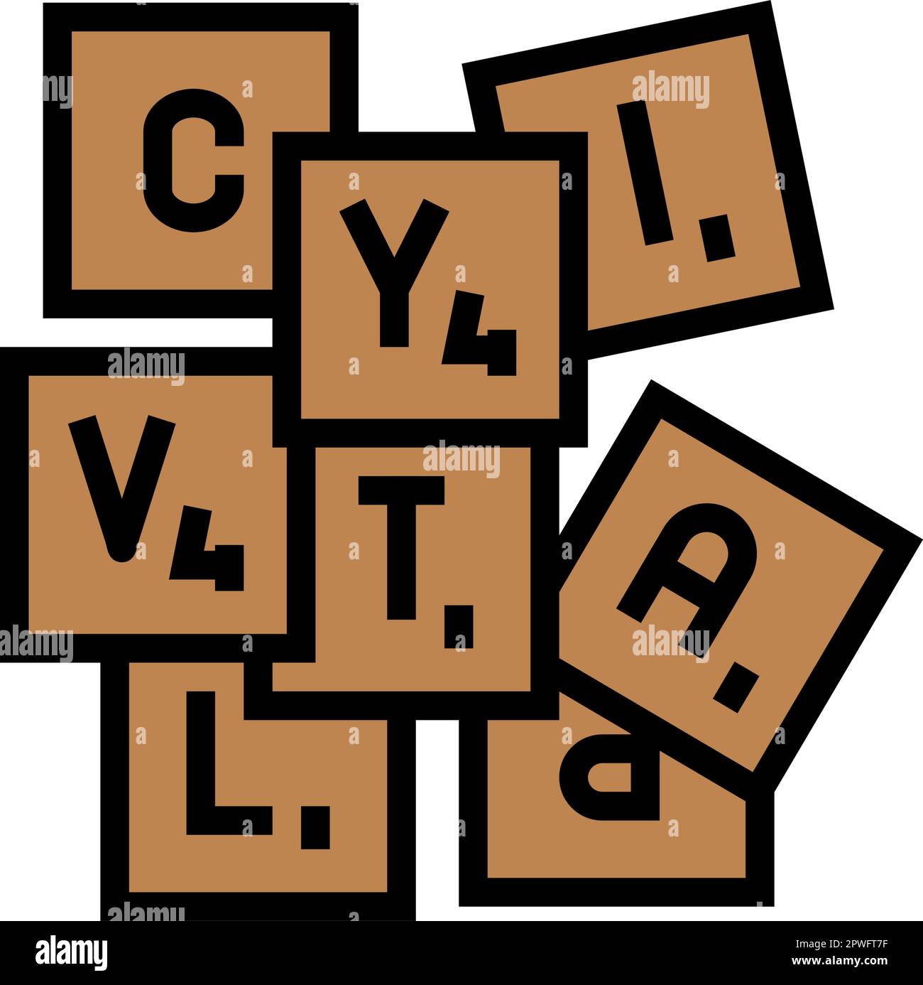 scrabble tiles board table color icon vector illustration Stock Vector ...