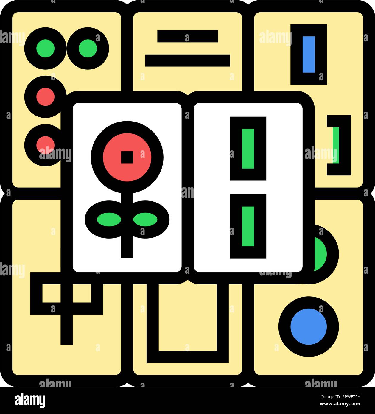 mahjong tiles board table color icon vector illustration Stock Vector ...