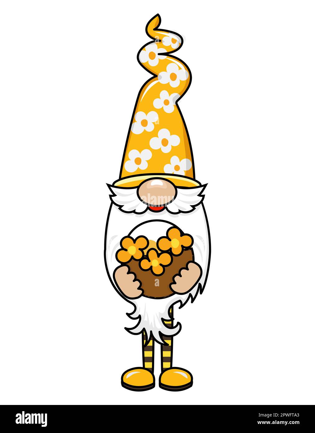 Bumble bee gnome - hand drawn modern gnome illustration. Perfect for ...