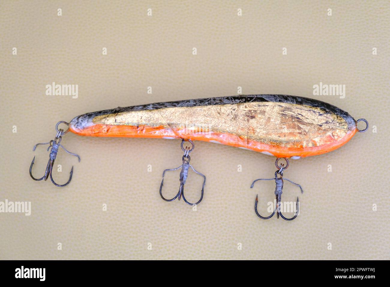 Handmade. Very large fishing lure for catching big fish Stock Photo - Alamy