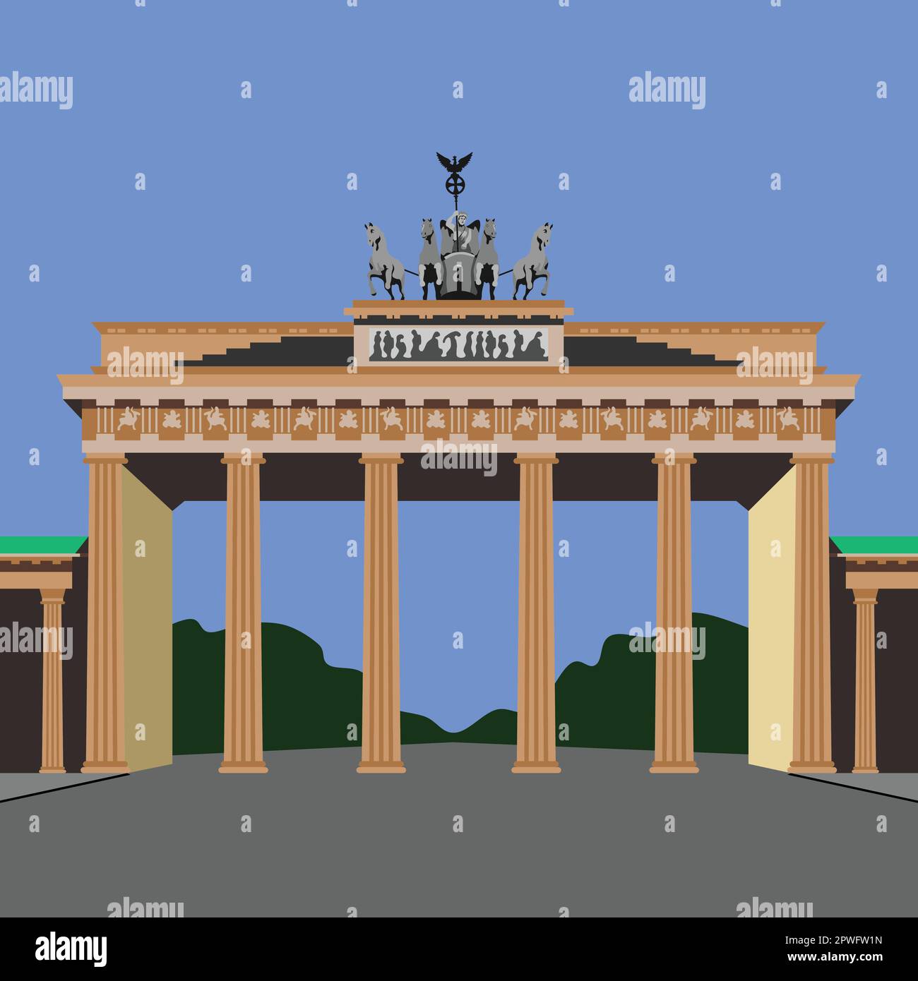 Brandenburg Gate Berlin Germany Landmark Vector Stock Vector Image ...