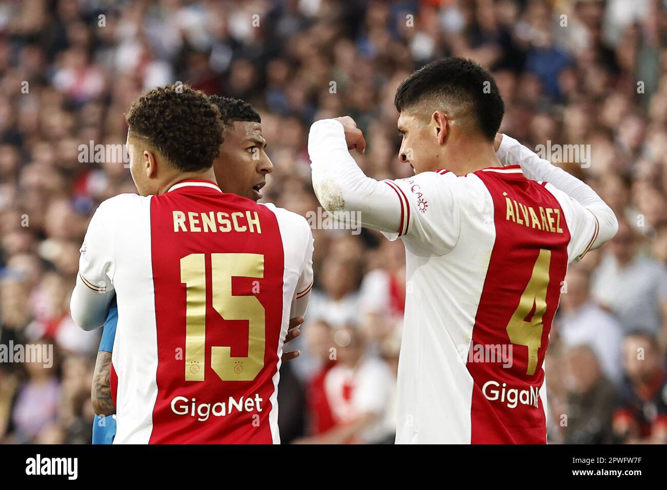 ROTTERDAM - (lr) Devyne Rensch of Ajax, Patrick van Aanholt of PSV ...