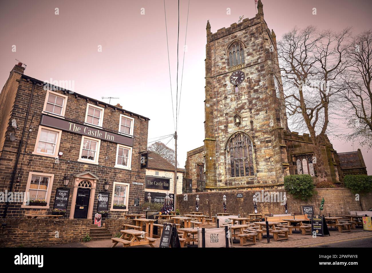 Holy Trinity church and The Castle Inn,Mill Bridge,Skipton ,Yorkshire ...