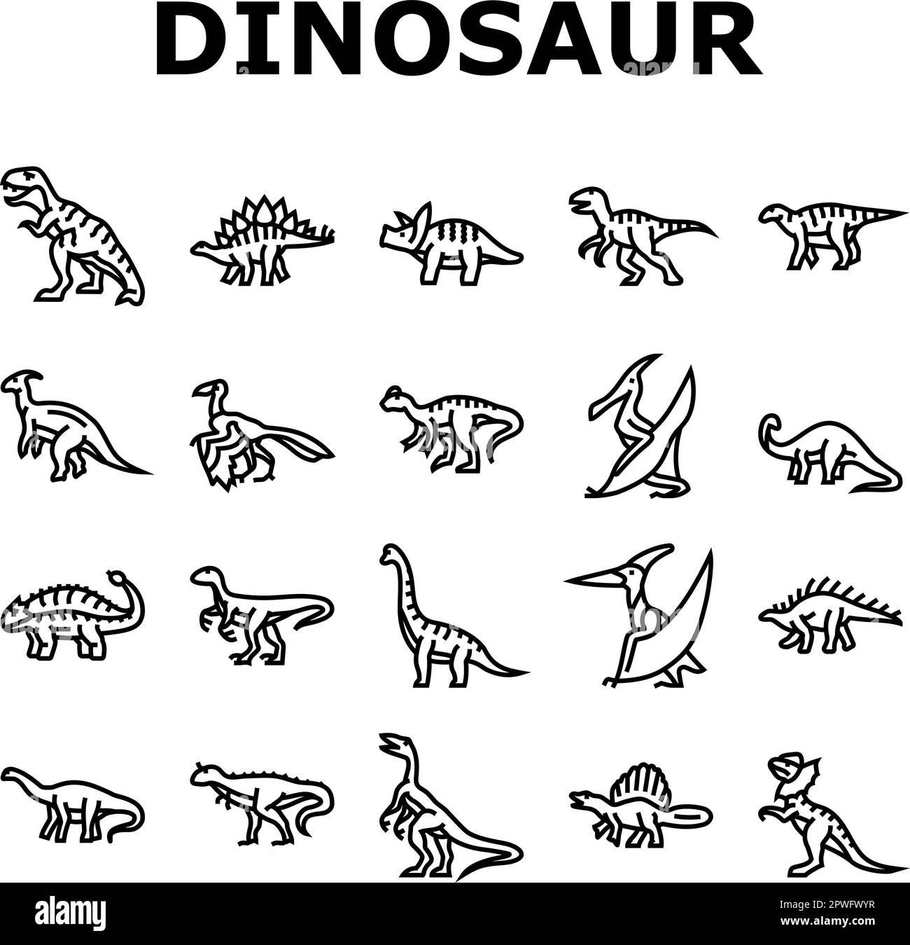 dinosaur dino animal cute icons set vector Stock Vector Image & Art - Alamy
