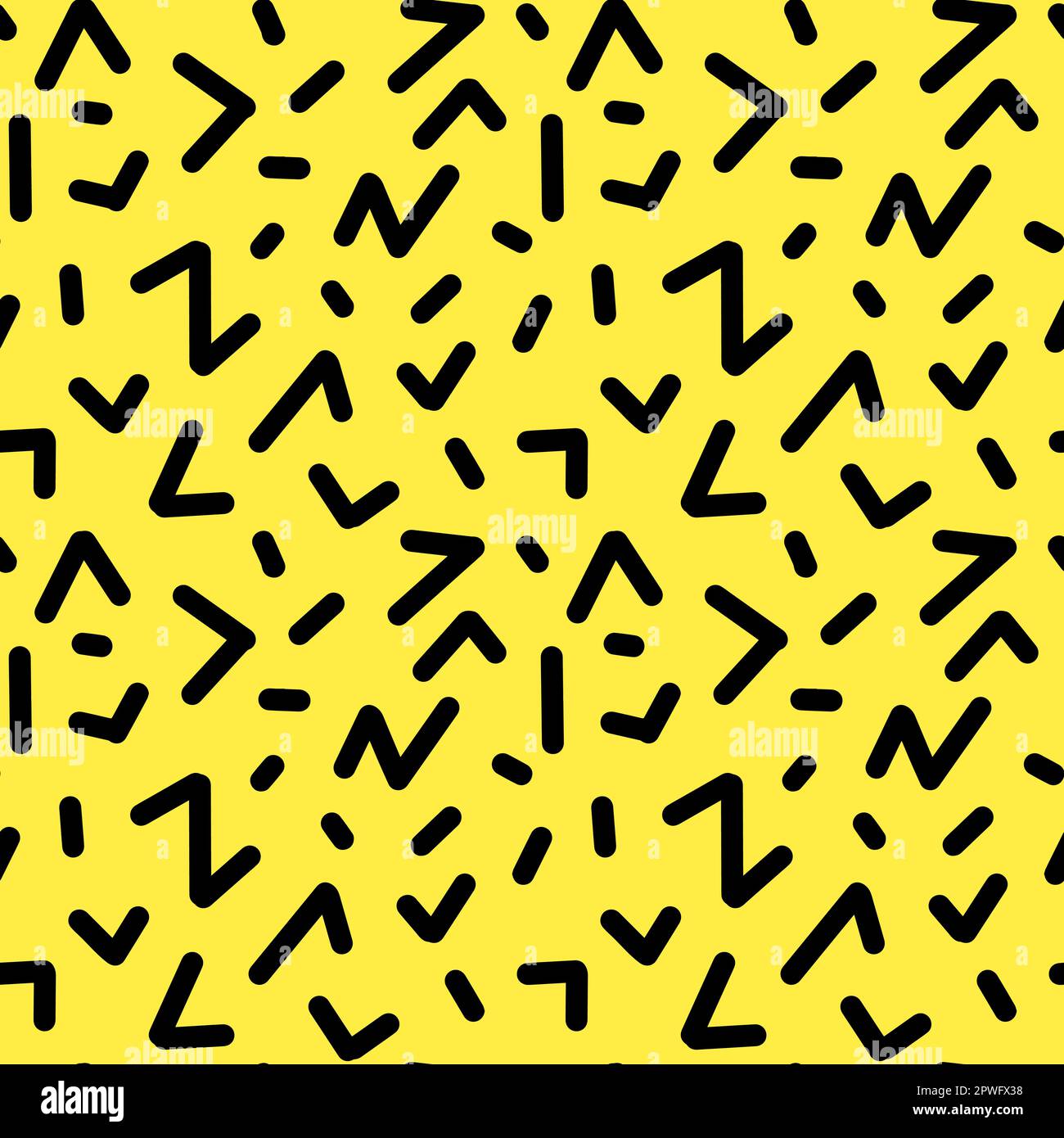 Geometric line doodle seamless pattern yellow background. Creative ...