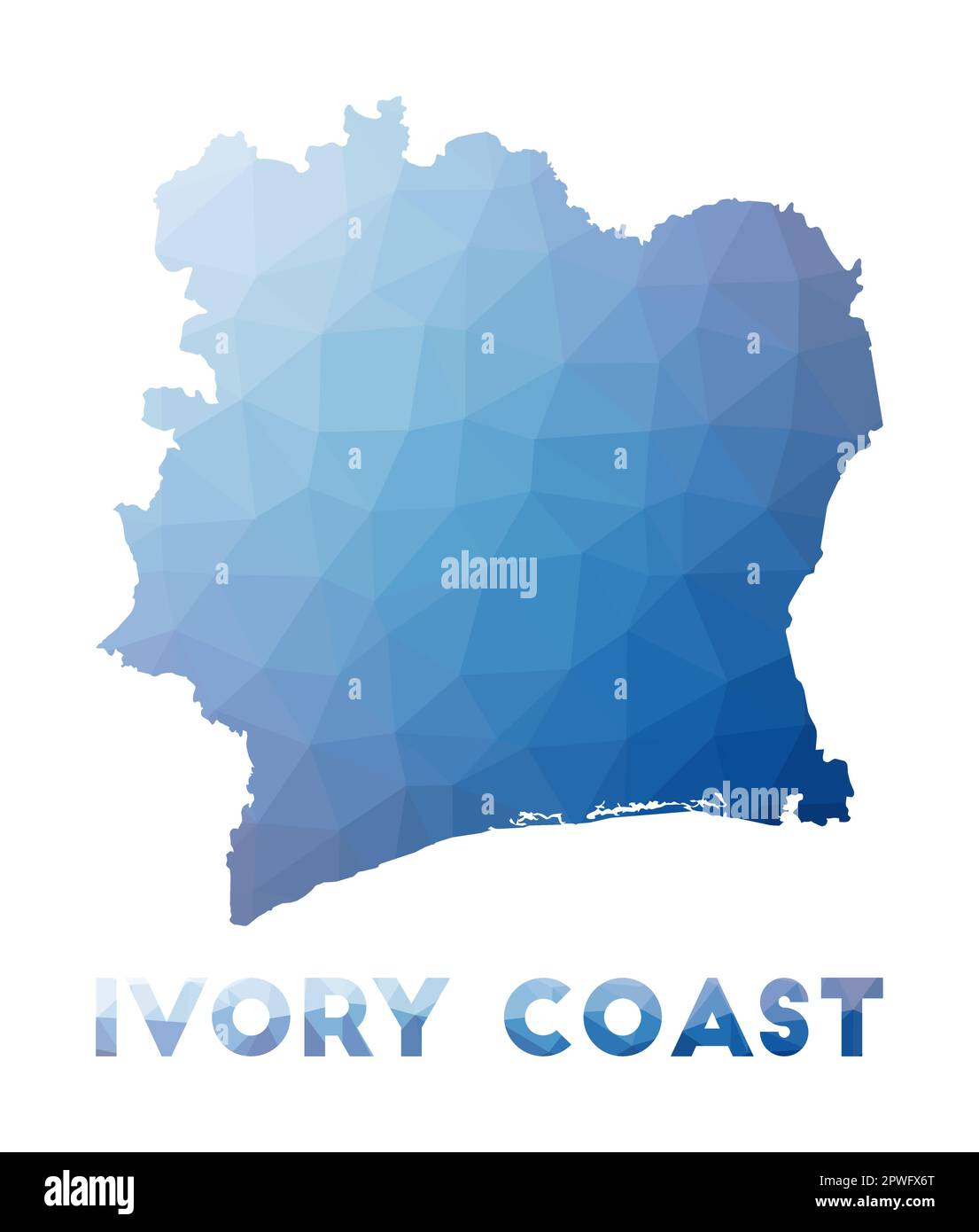 Low poly map of Ivory Coast. Geometric illustration of the country ...
