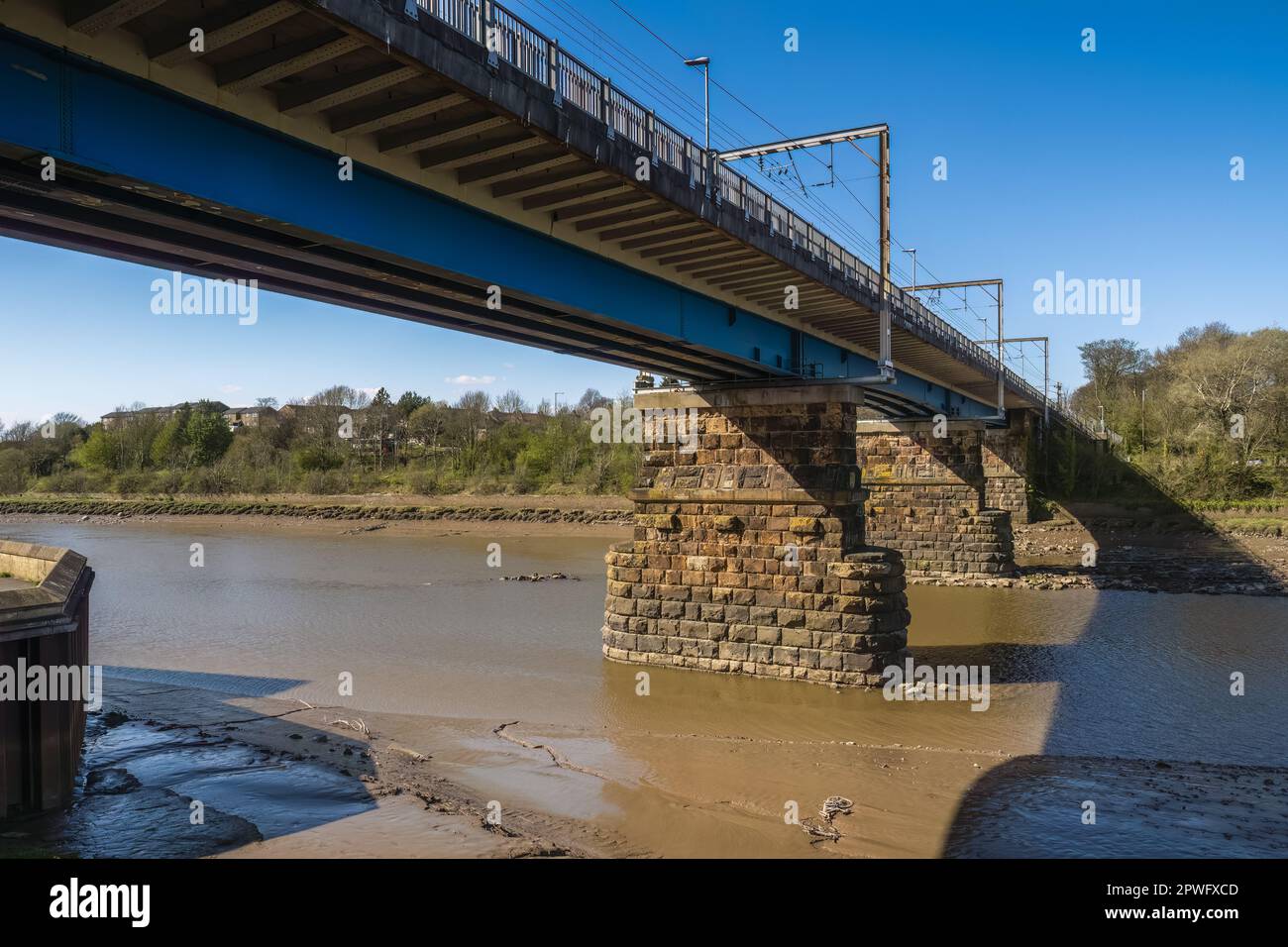 19.04.023 Lancaster, Lancashire, UK.The Carlisle Bridge is the main ...