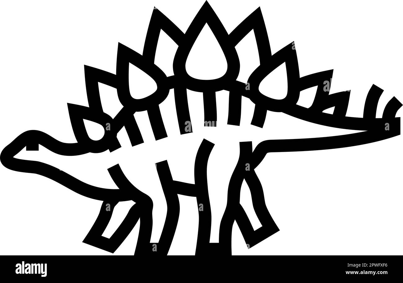 stegosaurus dinosaur animal line icon vector illustration Stock Vector ...