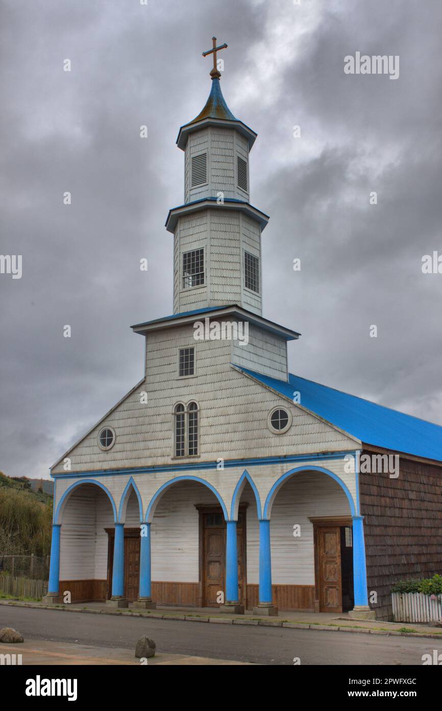 Wooden Church in Rilan on Chiloe Island, Chile Stock Photo - Alamy
