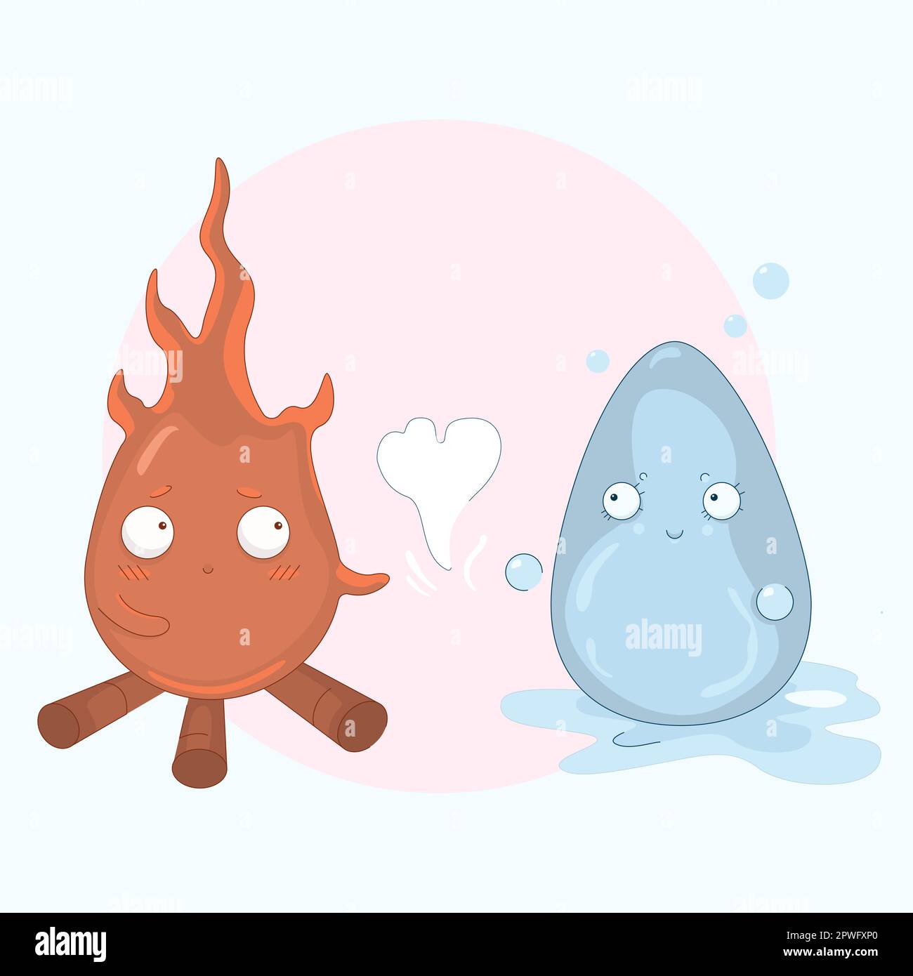 fire and a drop of water like each other. cute vector illustration for ...
