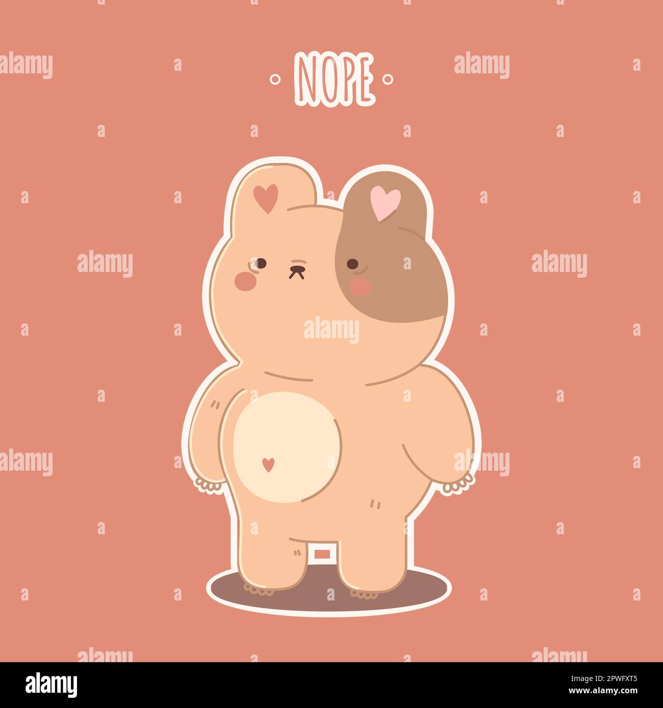 Vector postcard, message, print cute teddy bear says NOPE. Cartoon ...