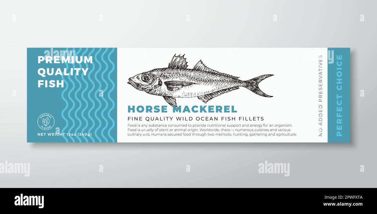 Premium Quality Horse Mackerel Vector Packaging Label Design Modern ...