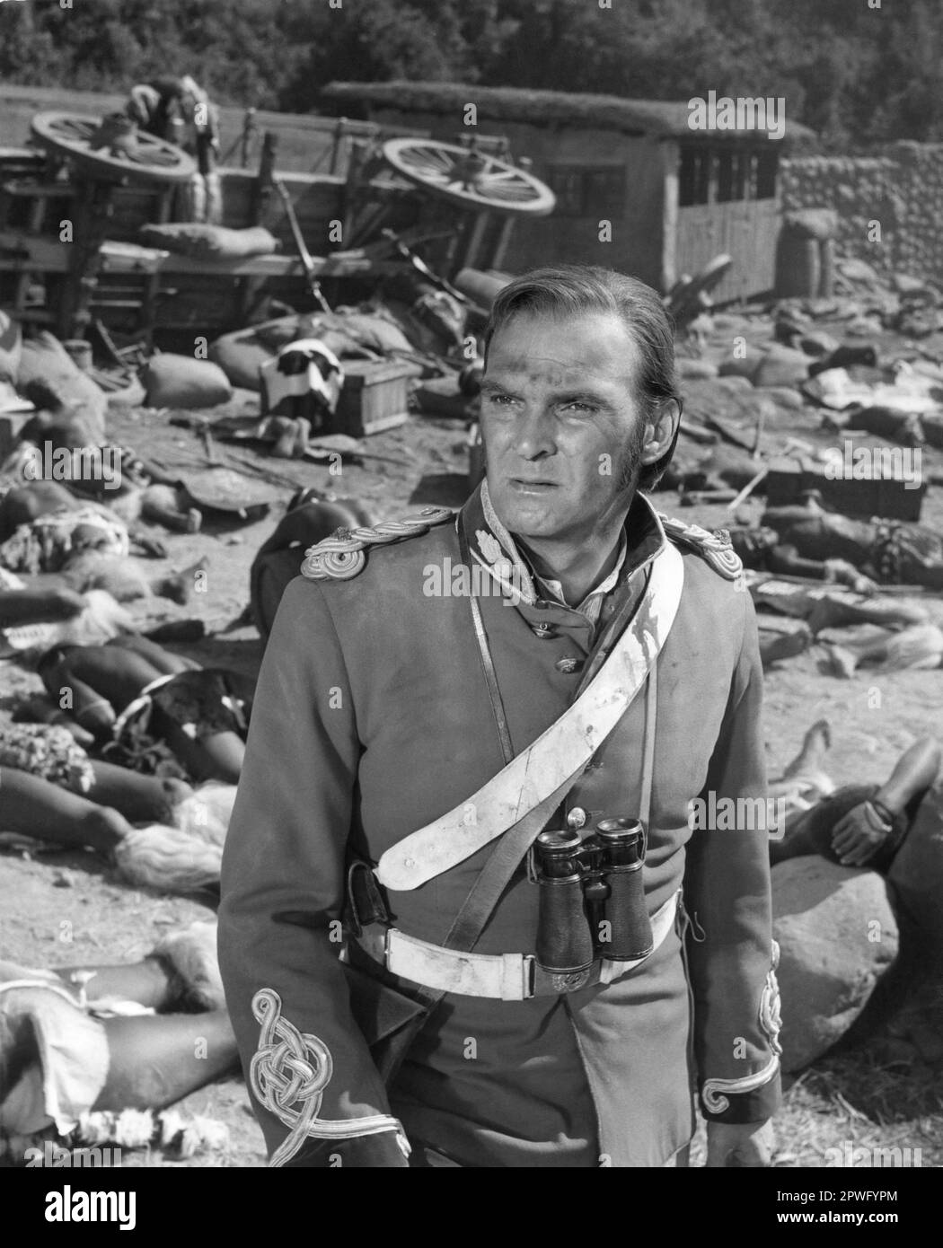 STANLEY BAKER and JACK HAWKINS on the set of ZULU 1964 Director CY ...