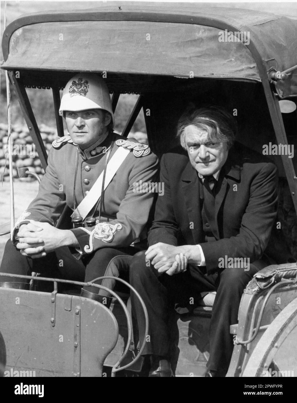 STANLEY BAKER and JACK HAWKINS on the set of ZULU 1964 Director CY ...