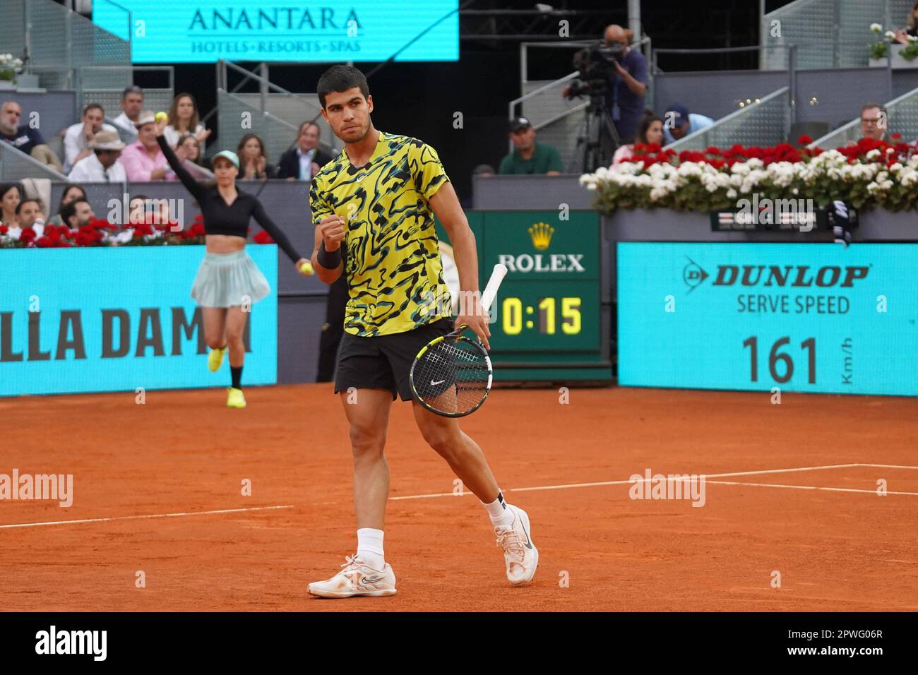 Madrid, Spain. 30th Apr, 2023. Carlos Alcaraz (SPA) vs Grigor Dimitrov ... Madrid, Spain. 30th Apr, 2023. Carlos Alcaraz (SPA) vs Grigor Dimitrov ...