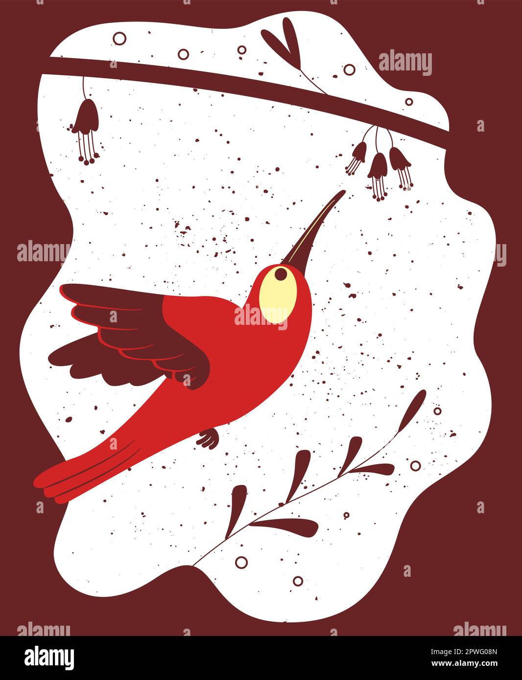 a small hummingbird collects pollen from a flower. Isolated vector ...