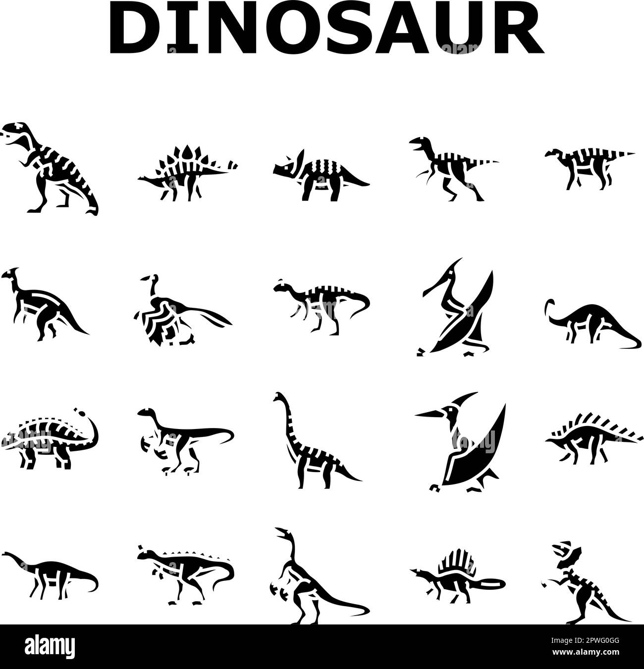 dinosaur dino animal cute icons set vector Stock Vector Image & Art - Alamy