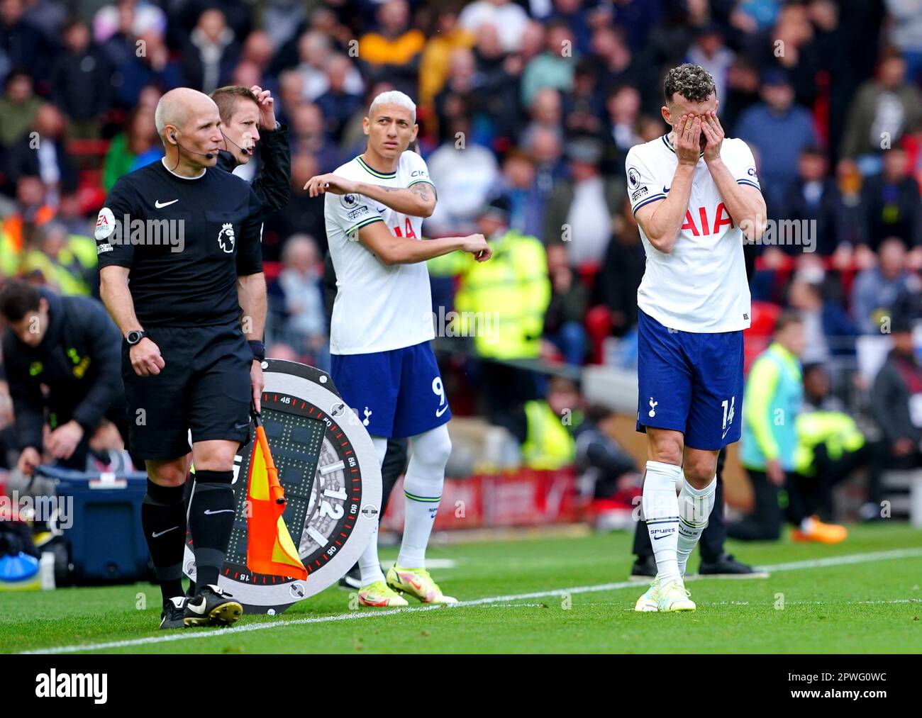 Tottenham Hotspur's Ivan Perisic appears dejected during the Premier ...