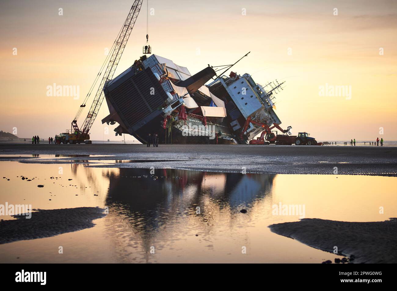 The Riverdance ferry grounding on Cleveleys,Lancashire,beach in Feb of ...