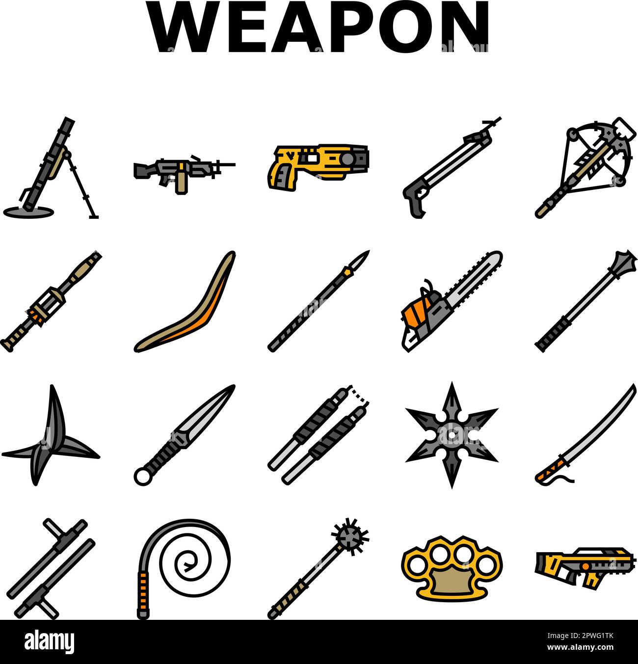 weapon gun game knife war icons set vector Stock Vector Image & Art - Alamy