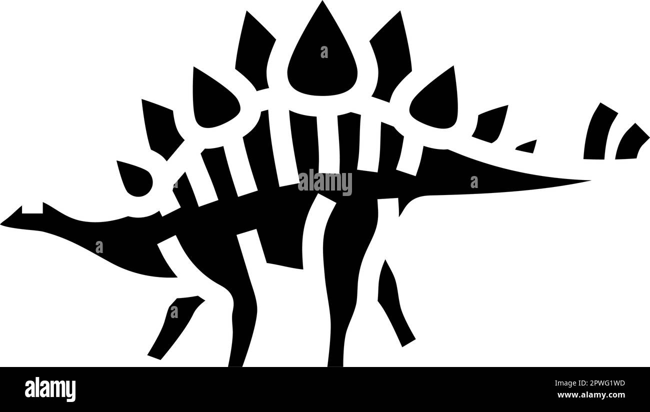stegosaurus dinosaur animal glyph icon vector illustration Stock Vector ...