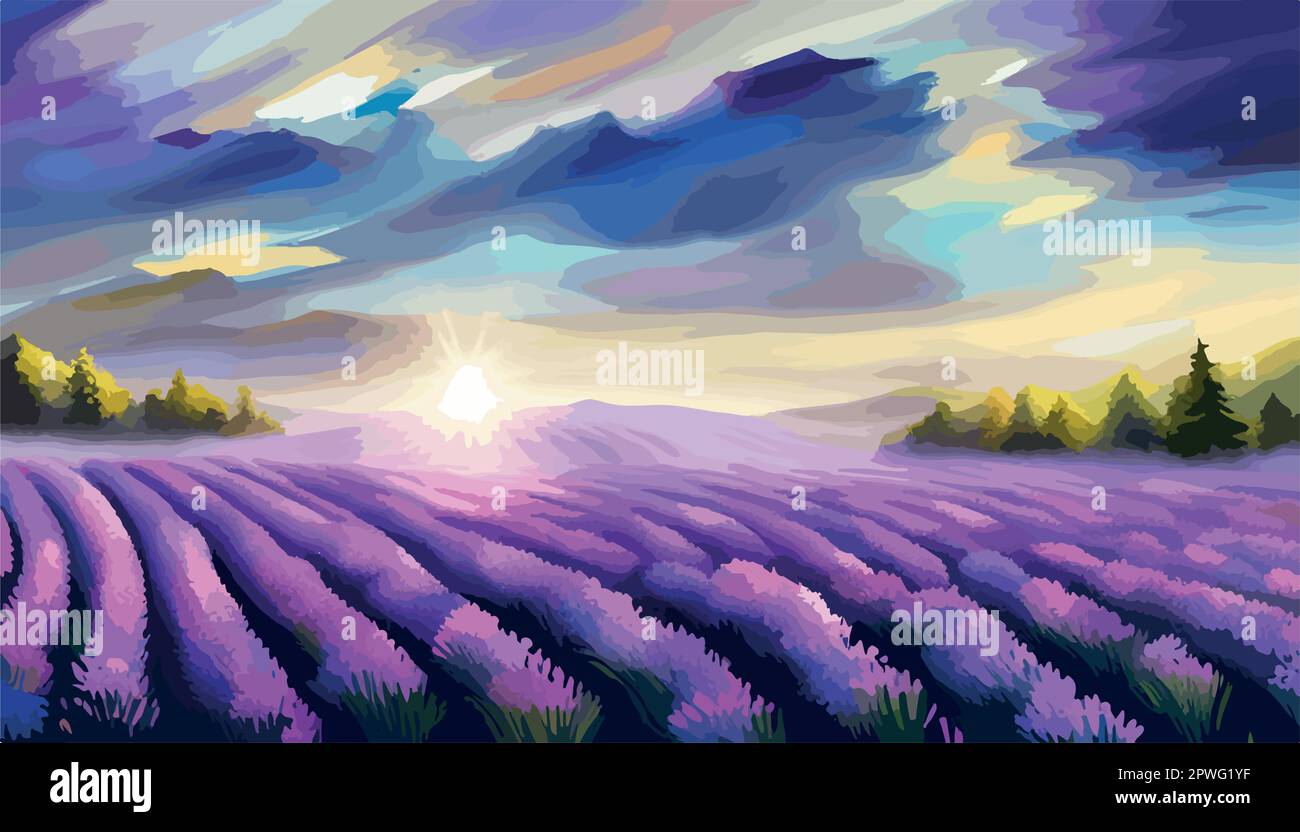 Purple lavender shrub Stock Vector Images - Alamy