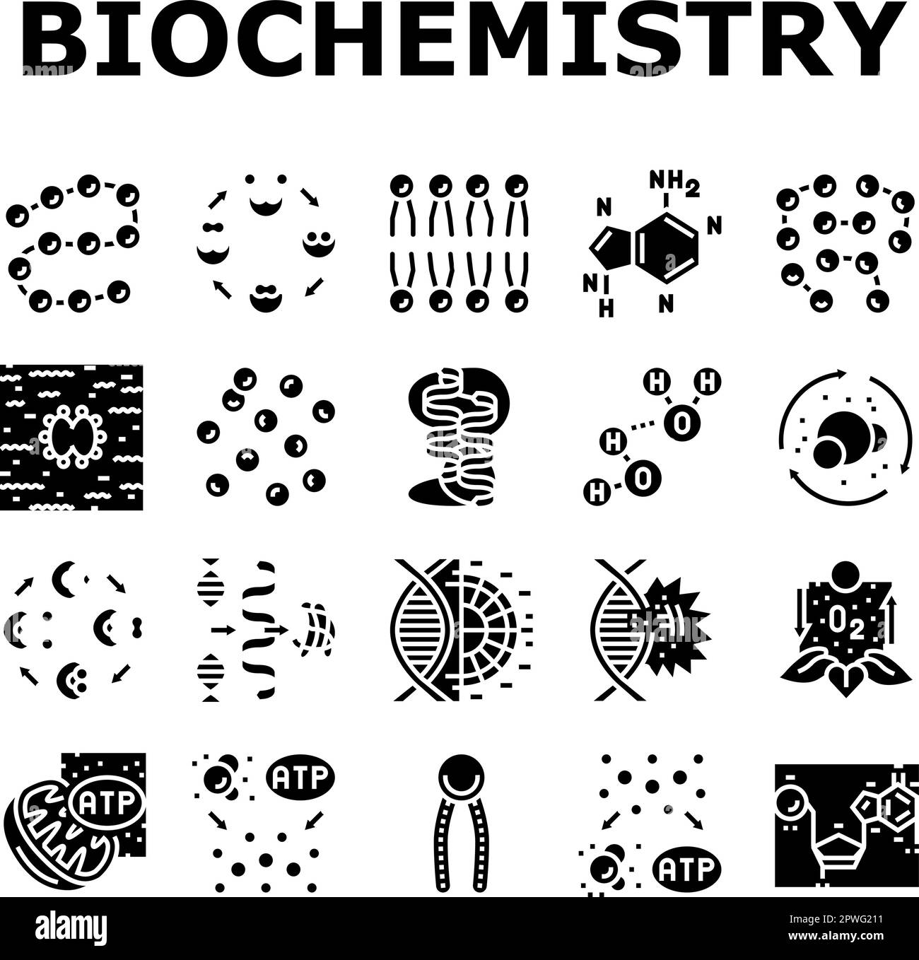 biotechnology chemistry science icons set vector Stock Vector Image ...