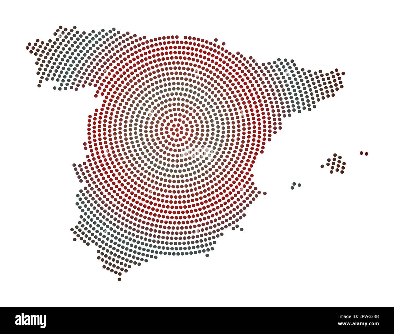 Spain dotted map. Digital style shape of Spain. Tech icon of the ...