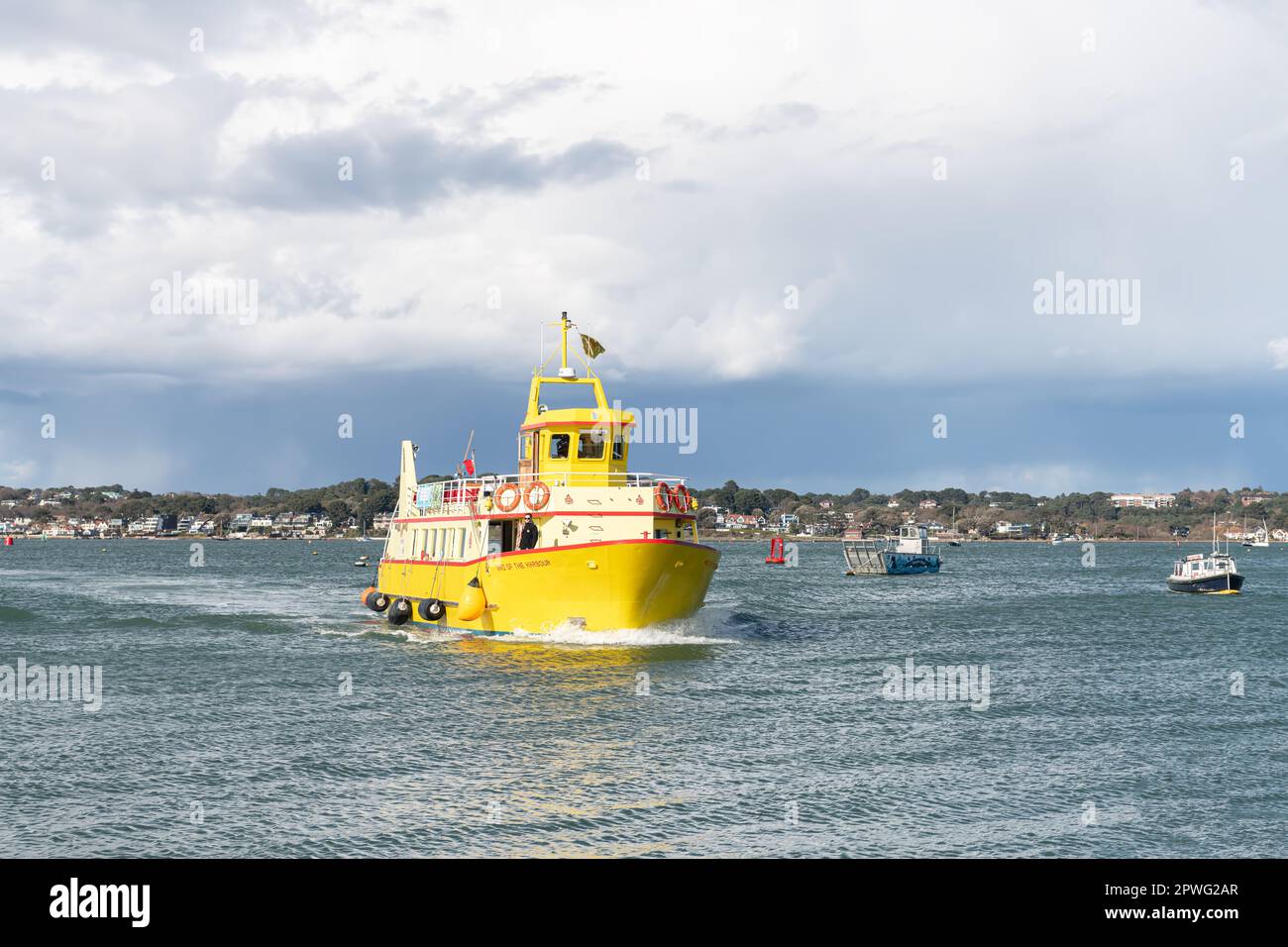 Brownsea Island ferry Maid of the Harbour approaching the dock on ...