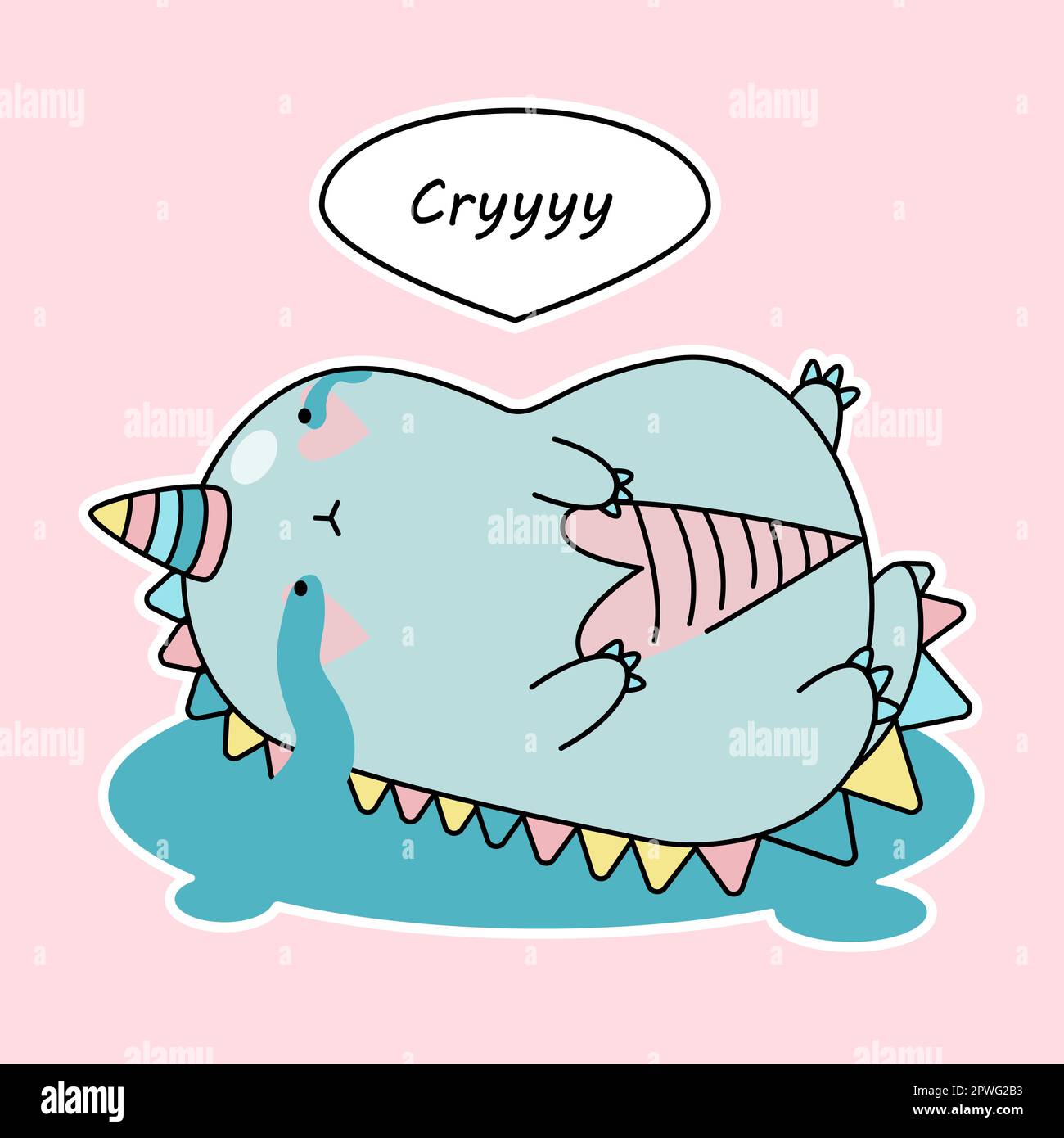 DinoCorn,dinosaur unicorn.Cute cartoon dragon.Dinosaur unicorn sticker ...