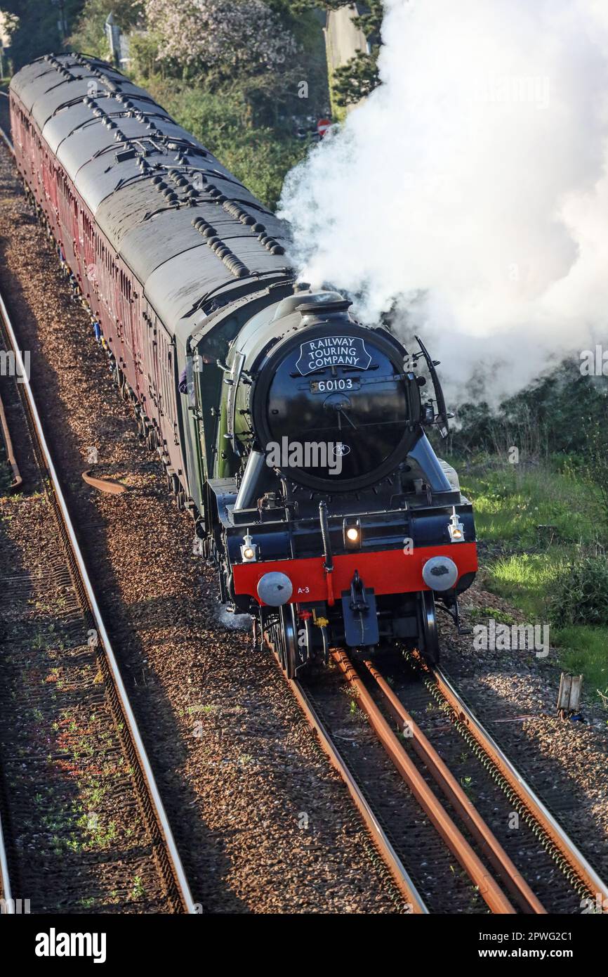 The Flying Scotsman on its Centenary tour of the UK on the St Levan ...